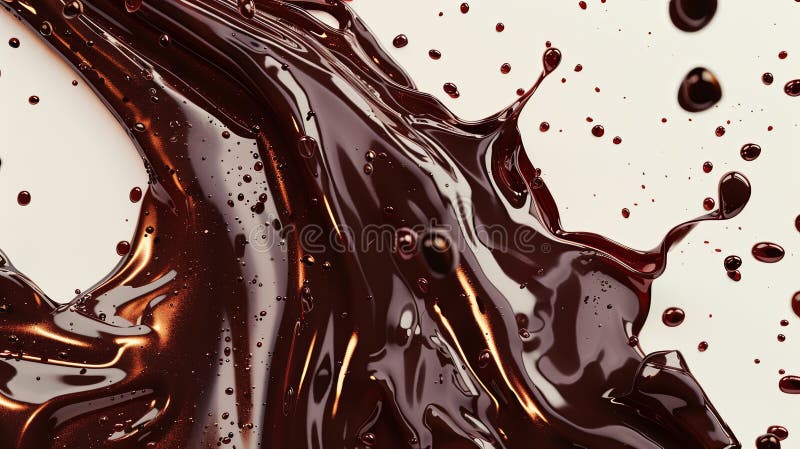 Thick Melted Chocolate Droplets Gracefully Flow on a Smooth White ...
