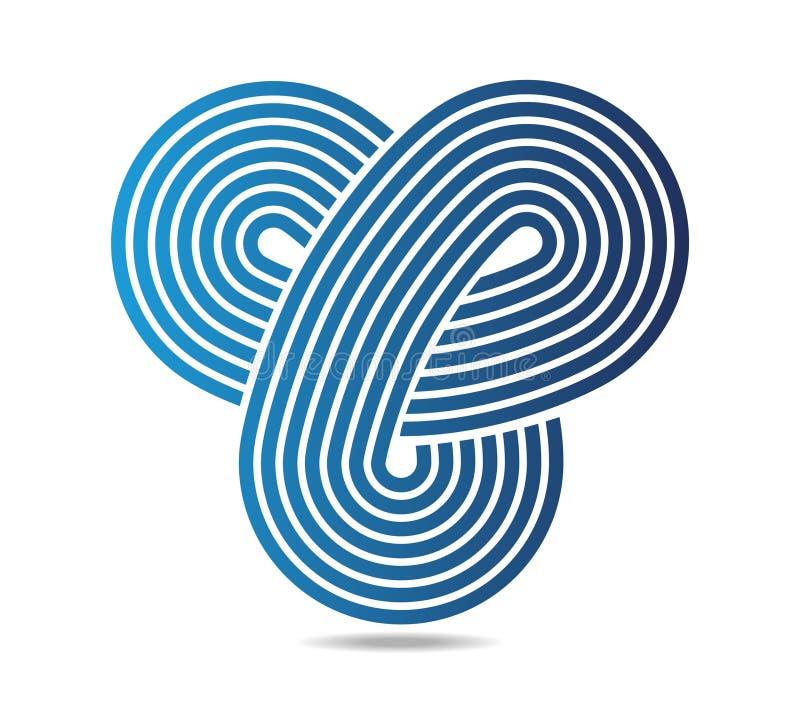 Thick Mobius Loop with Three Elements Made of Seven Blue Lines Stock ...