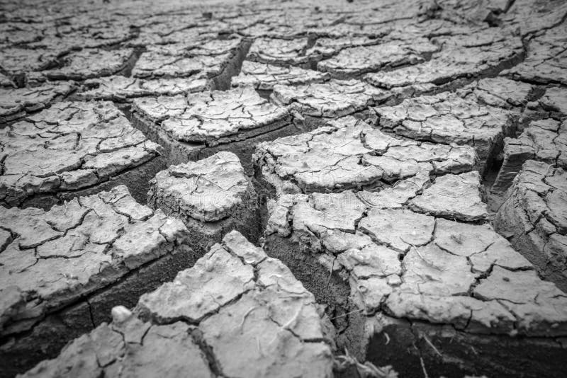 Thick Mud with Deep Cracks in Black and White Stock Image - Image of ...