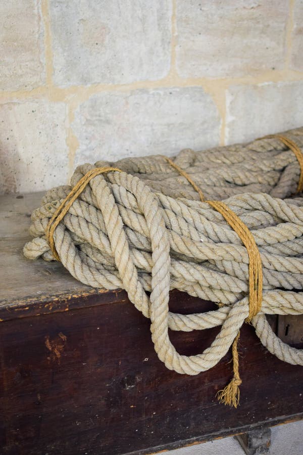 Thick Old Rope Used in Various Tasks and Maritime Uses on Ships Stock ...