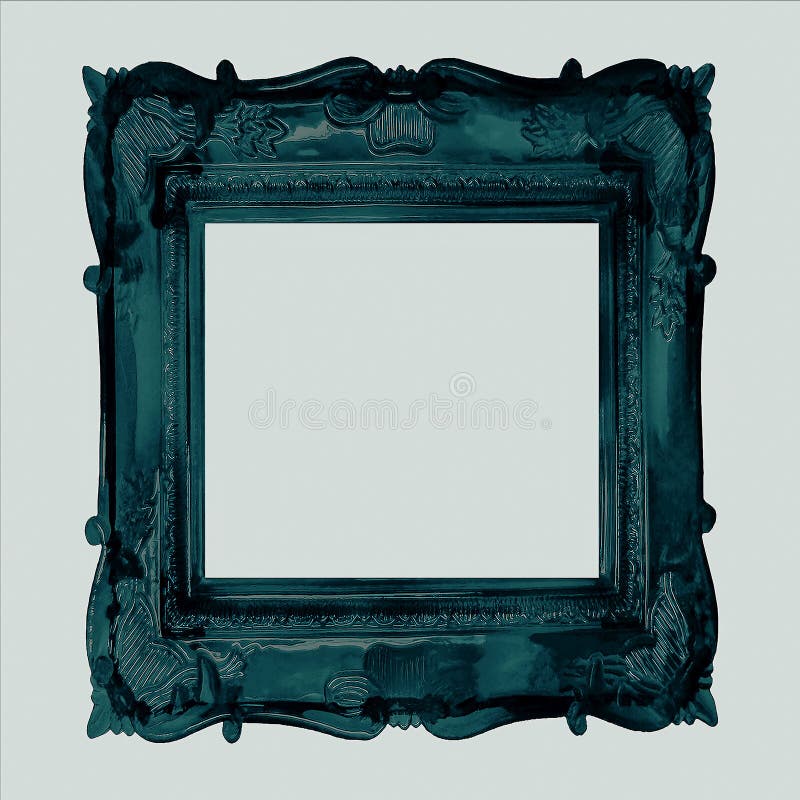 Thick Photo Frame Dark Blue Square Classical Gothic Texture Shine Stock ...