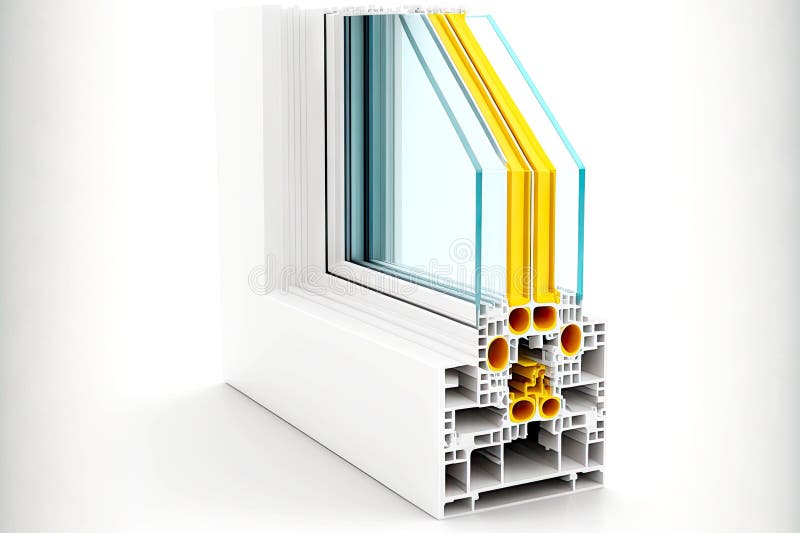 Thick Plastic Windows Profile with Three on White Background Stock ...