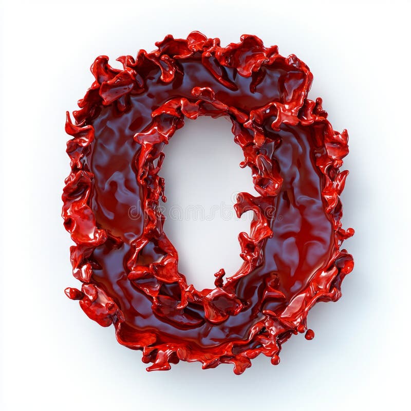 Thick Red Brown Blood Splash Shaped As Letter O White Background ...
