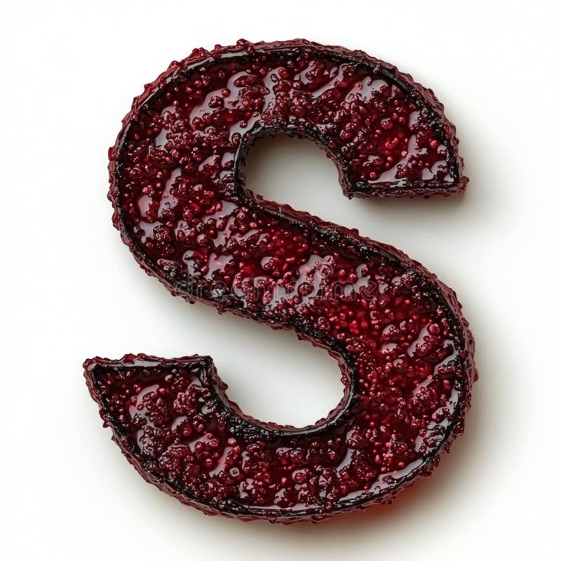 Thick Red Brown Blood Spot Shaped Like Letter S White Background ...