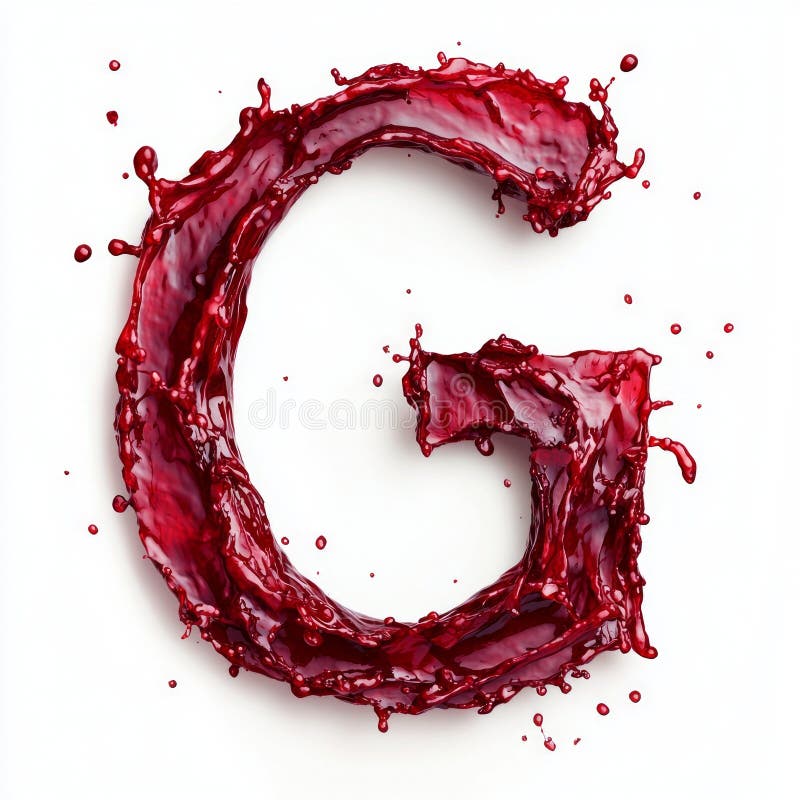 Red Brown Blood Splash Forming Letter G Clean White Background Creative ...