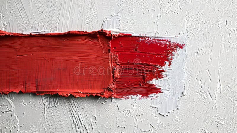Thick Red Paint Stroke on Textured White Background. Stock Photo ...