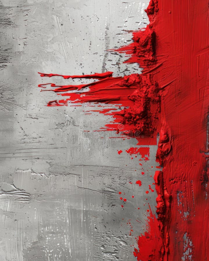 Abstract Minimalist Image: Thick Red Paint Stroke Violently Smeared ...