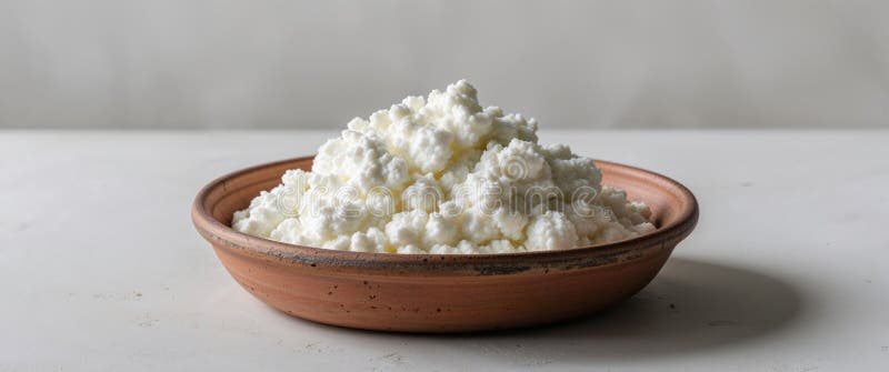 Thick Ricotta Cheese Made from Sheep S Milk Served on Rustic Clay Dish ...