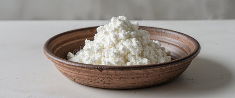 Thick Ricotta Cheese Made from Sheep S Milk Served on Rustic Clay Dish ...