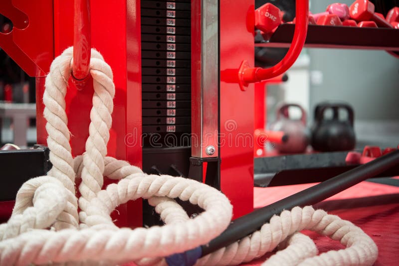 Thick Rope for Crossfit Training in the Gym Stock Photo - Image of ...