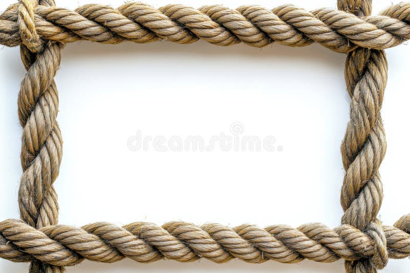 Thick Rope Frame Creating a Rectangular Border on White Background ...