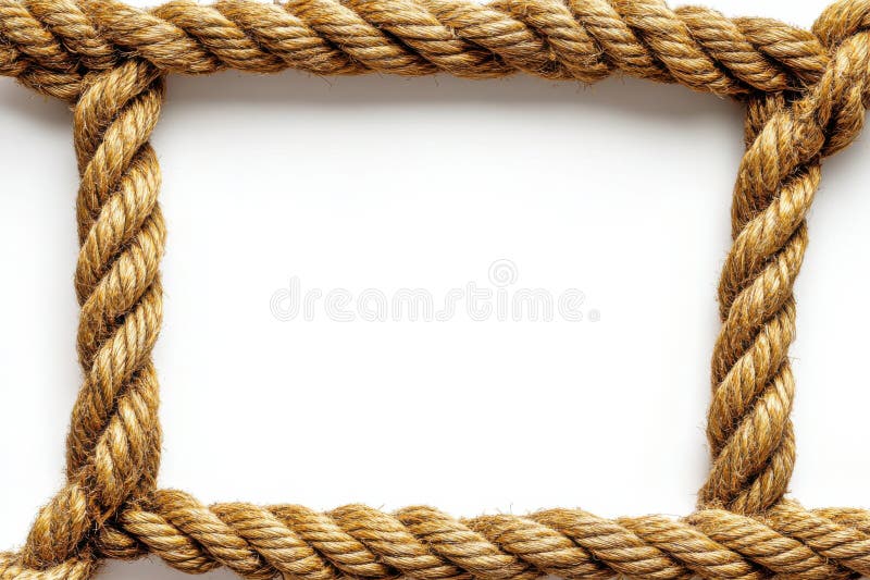 Thick Rope Frame Creating a Rectangular Border on White Background ...