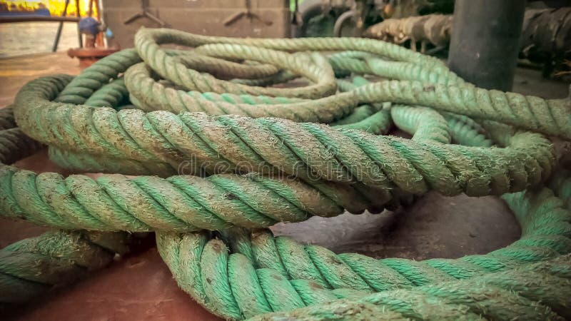 Thick Ship Vessel Rigging Rope in Various Shapes and Colors on a Boat ...