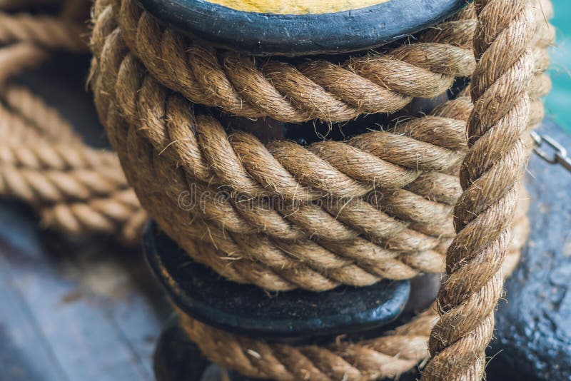 A Thick Rope on a Ship, a Ferry for Tethering Stock Image - Image of ...