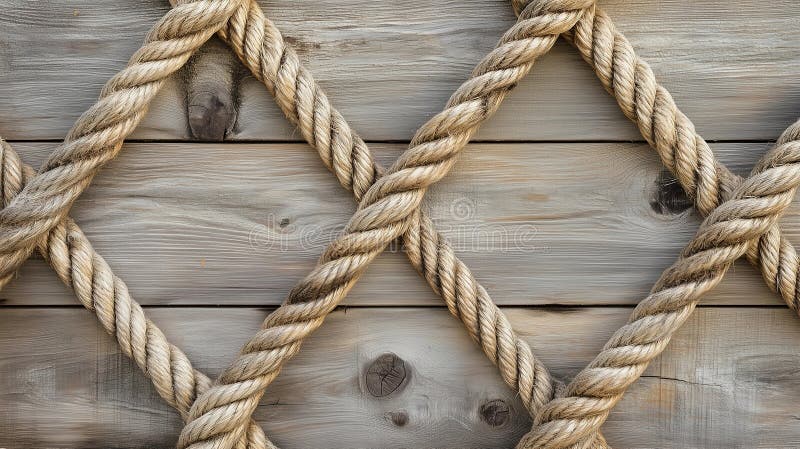 Thick Ropes Creating a Rhombus Pattern on Wooden Planks Stock Image ...