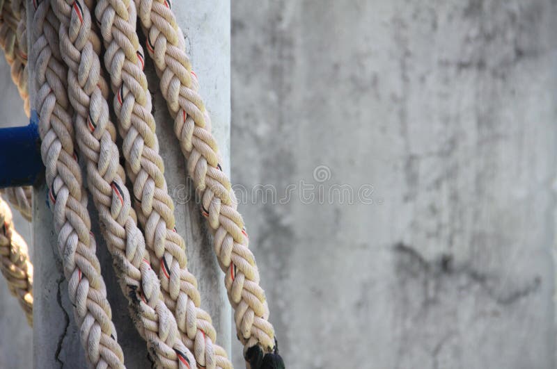 Thick Ropes on Gray Ship Background, Close-up. Stock Photo - Image of ...