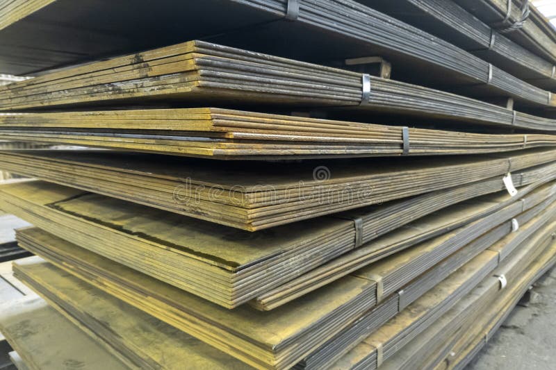 Thick Rusty Hot Rolled Steel Sheets Stack Corner, Close-up Stock Image ...