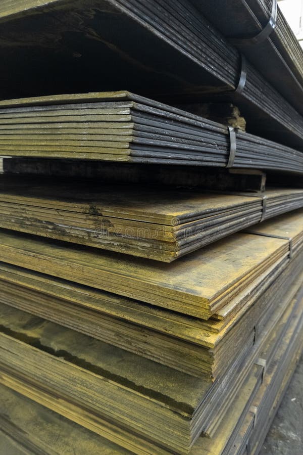 Thick Rusty Hot Rolled Steel Sheets Stack Corner, Close-up Stock Image ...