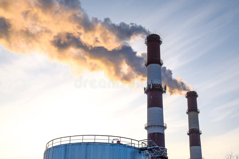 Thick Smoke Belching from Factory Chimneys Stock Photo - Image of ...