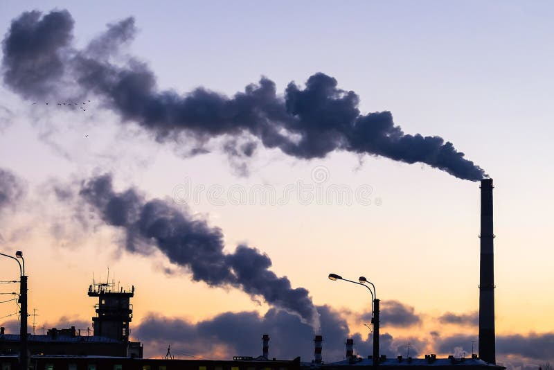 Thick Smoke Belching from Factory Chimneys Stock Photo - Image of ...
