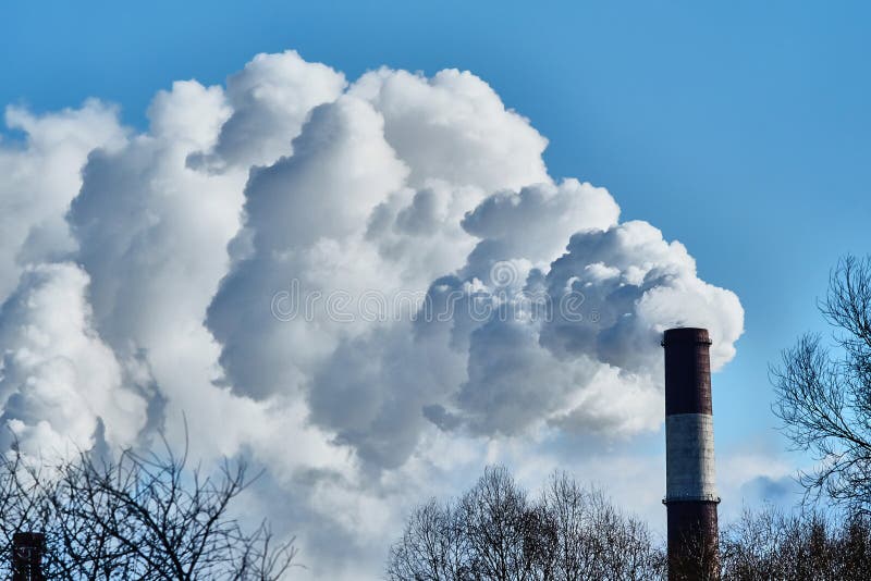 Thick Smoke Belching from Factory Chimneys Stock Photo - Image of ...