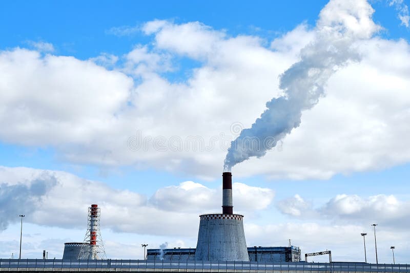 Thick Smoke Belching from Factory Chimneys Stock Photo - Image of heat ...