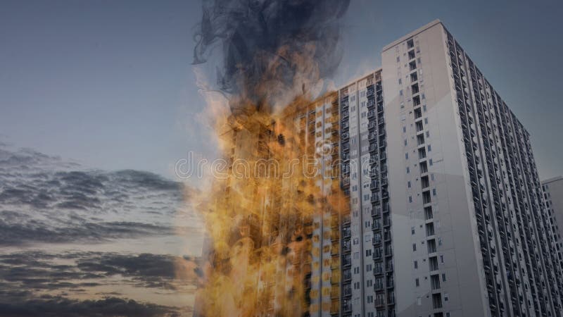 Thick Smoke from Burning Buildings Stock Image - Image of rescue, flame ...
