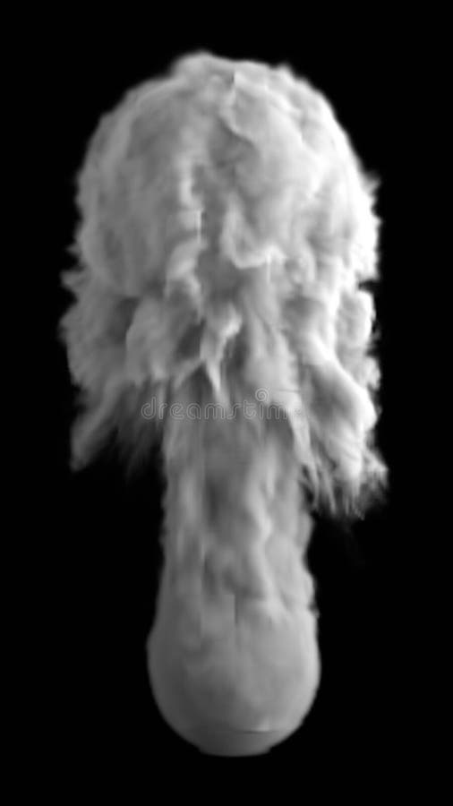 Thick Smoke from a Round Object on a Black Isolated Background. 3d ...