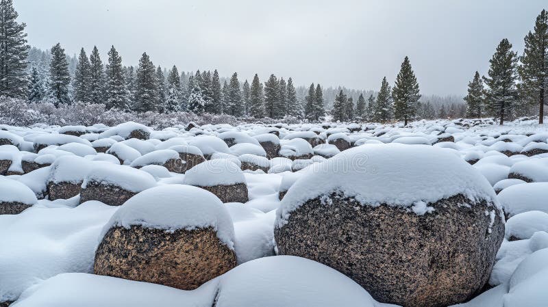 Thick snow rock stock illustration. Illustration of scene - 375556183