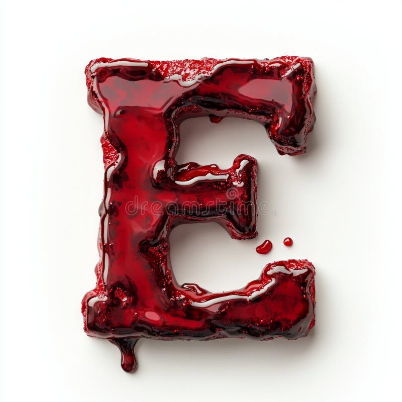 Thick Spot Red Brown Blood Shaped Like Letter E Rests Clean White ...