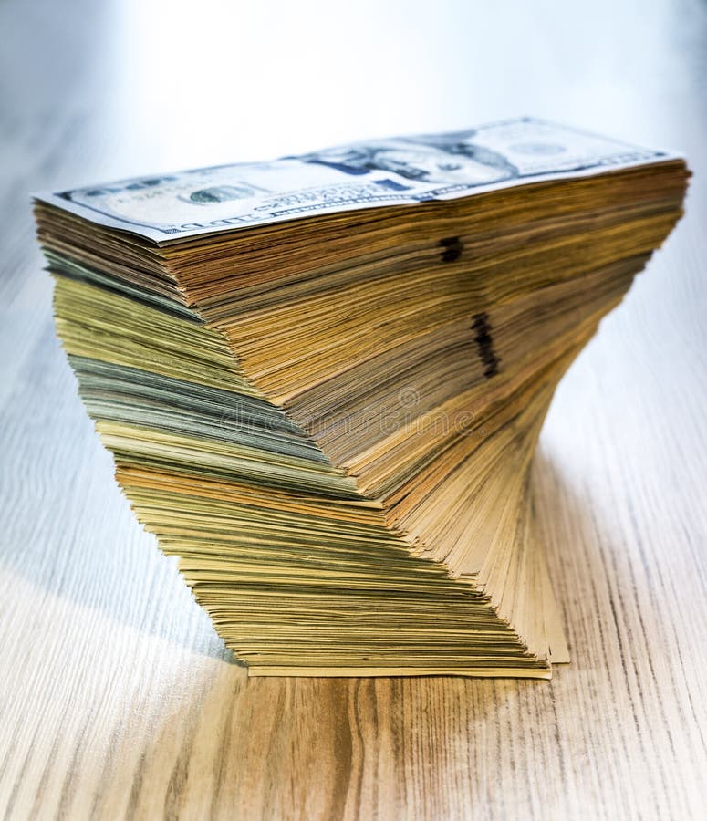 Thick stack of US cash stock image. Image of business - 58666701