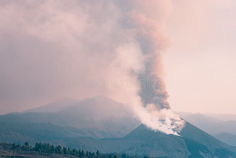Steam Coming Out of the Top of a Volcano Mountain Stock Image - Image ...