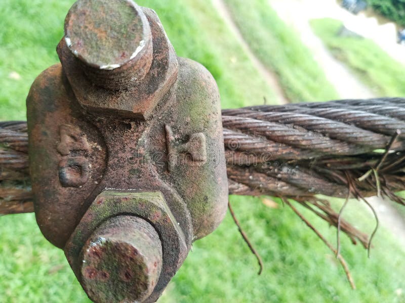 Thick Steel Rope Close Up. Bridge Railing Elements. Detailed View. the ...