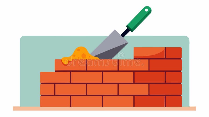 Thick Sticky Mortar Being Carefully Spread Onto a Brick with a Notched ...