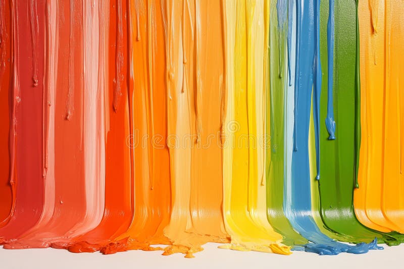 Thick Strokes of Multicolored Paint Dripping Vertically, Textured and ...