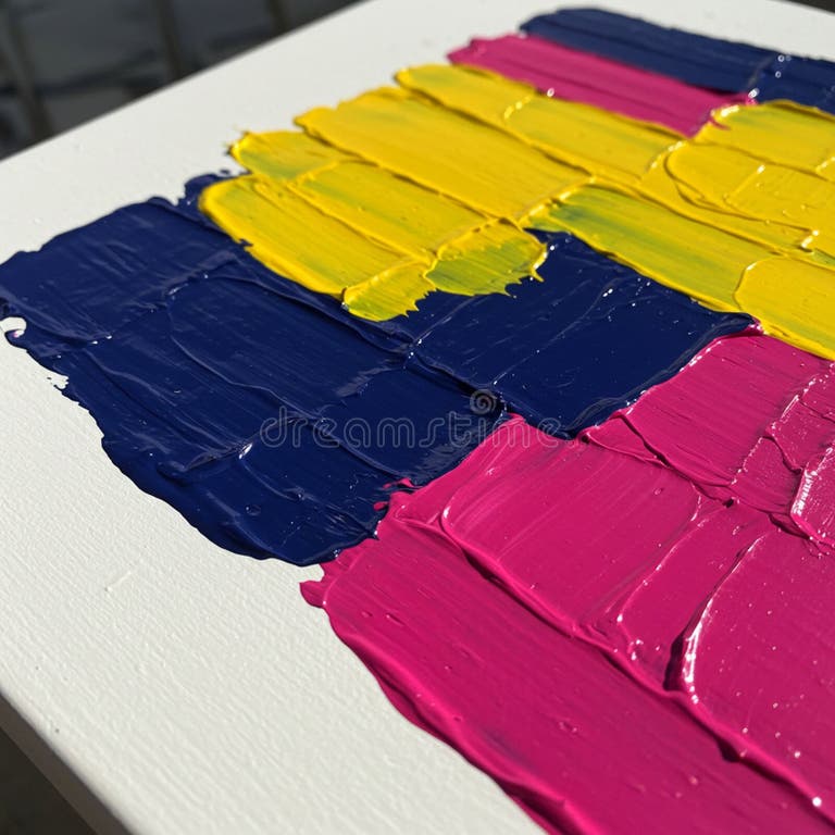 Thick, Textured Acrylic Paint is Applied on a Canvas in Rectangular ...