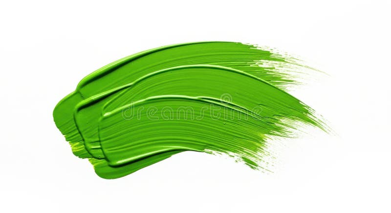 Vibrant Green Paint Stroke Textured Brush Swipe Isolated on White ...