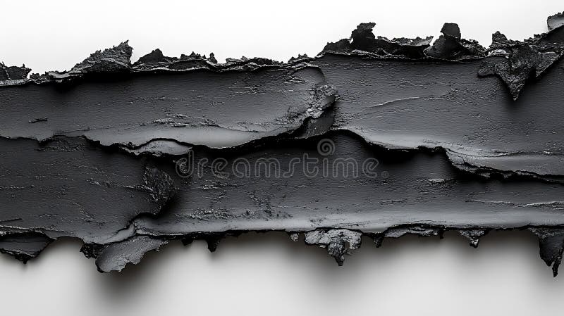 Thick Layer of Black Paint on White Background with Textured Surface ...