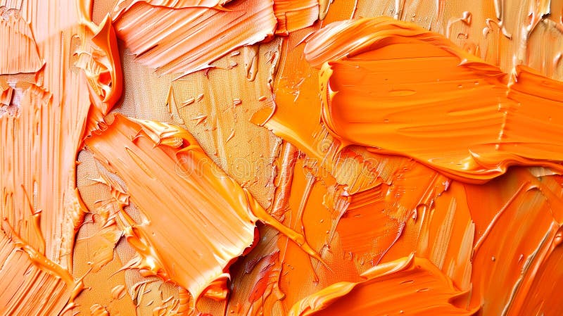 Thick, Textured Layers of Bright Orange Paint Create an Expressive ...