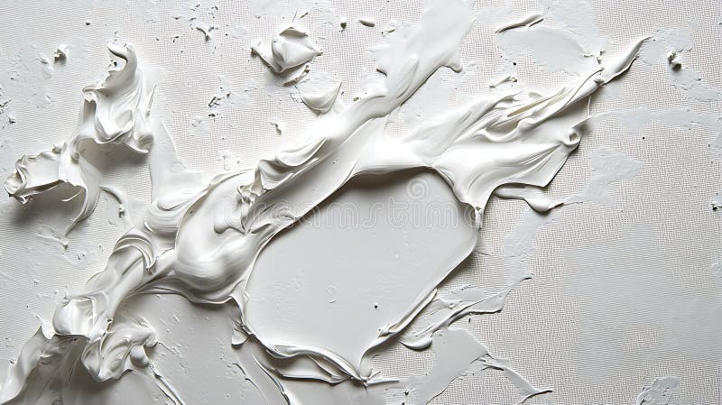 Thick, Textured White Paint is Spread Across a Canvas, Creating ...