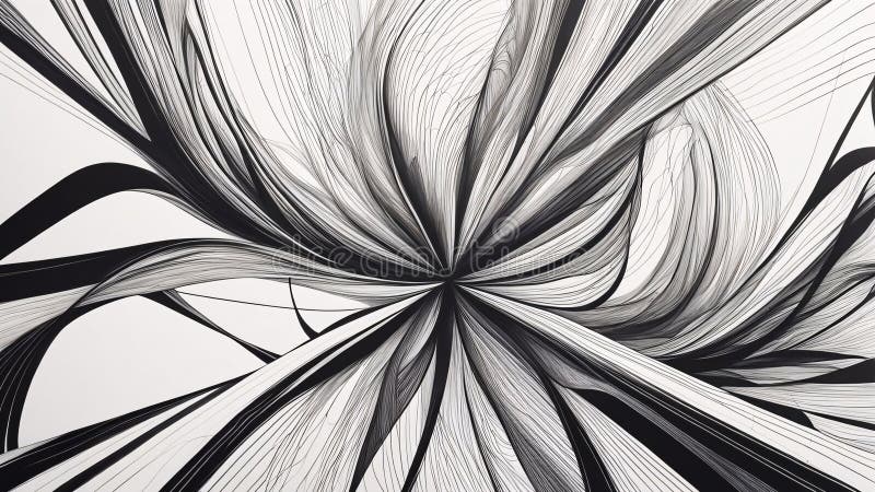 Thick and Thin Black Lines are Drawn Overlapping Each Other on White ...