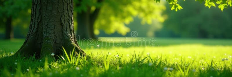 Thick Tree Trunk, Dappled Shade, Wilting Grass , Hot, Grass, Summer ...