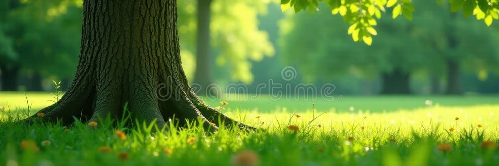 Thick Tree Trunk, Dappled Shade, Wilting Grass , Shadow, Tree Stock ...