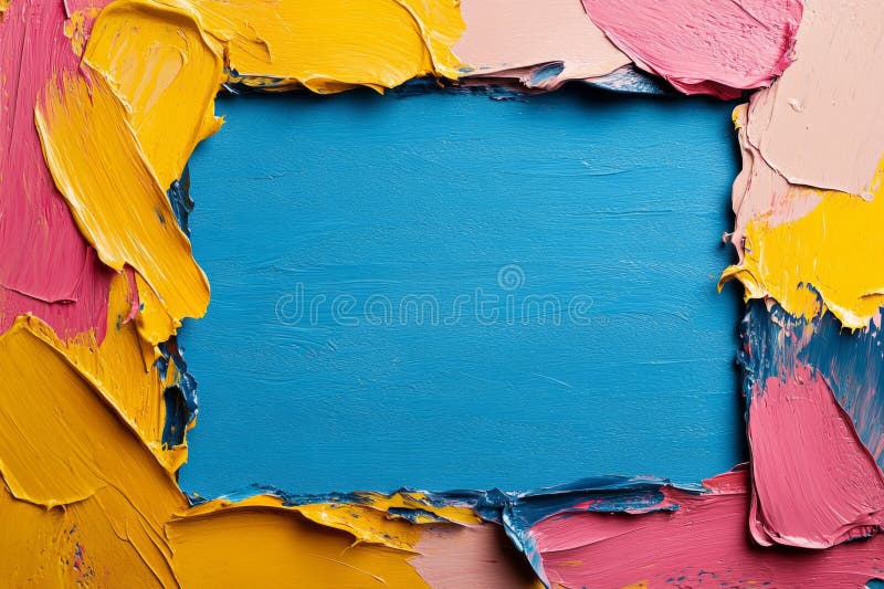 Thick Vibrant Oil Paint Strokes in Yellow, Pink, and Light Pink Create ...