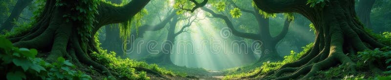 Thick Vines Drape Ancient Trees Humid Air Hangs Heavy Roots Jungle ...