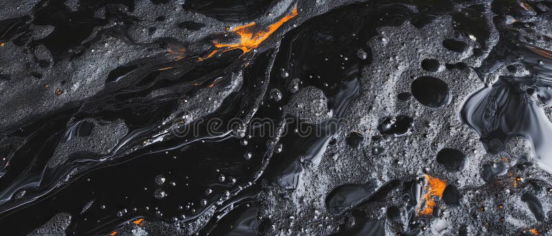 Seamless Pattern Texture of Thick Black Motor Oil with Orange ...
