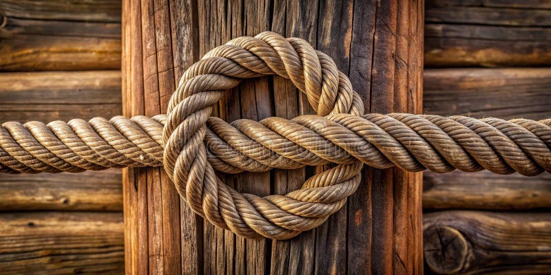 A Thick, Weathered Rope Secured with a Sturdy Knot Around a Rustic ...