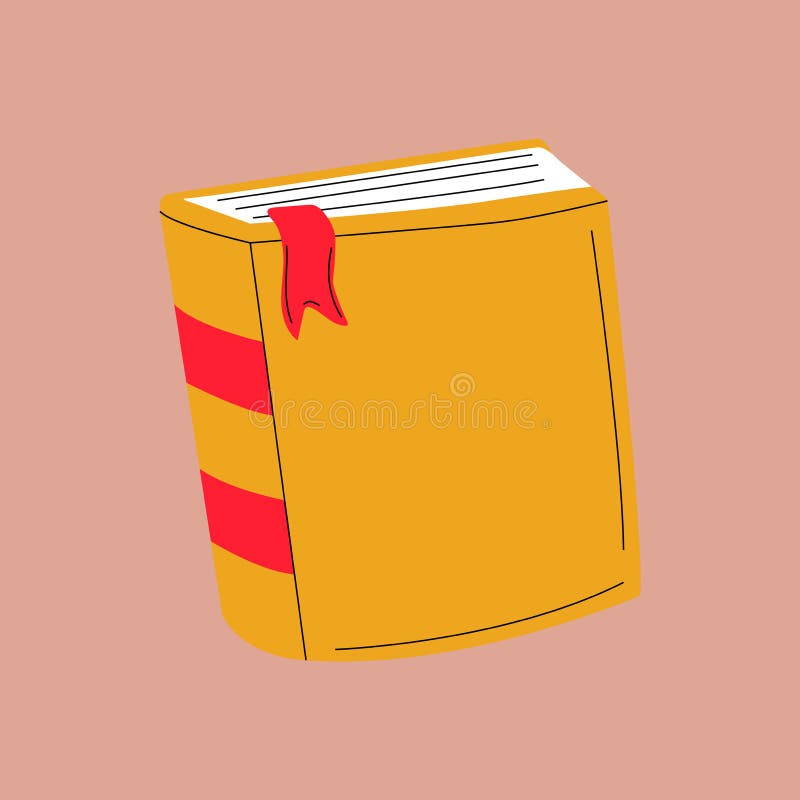 A Thick Yellow Book with Bookmark. Flat Vector Illustration Stock ...