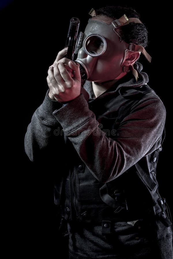 Thief, Armed Man with Black Leather Jacket, Dangerous Stock Photo ...