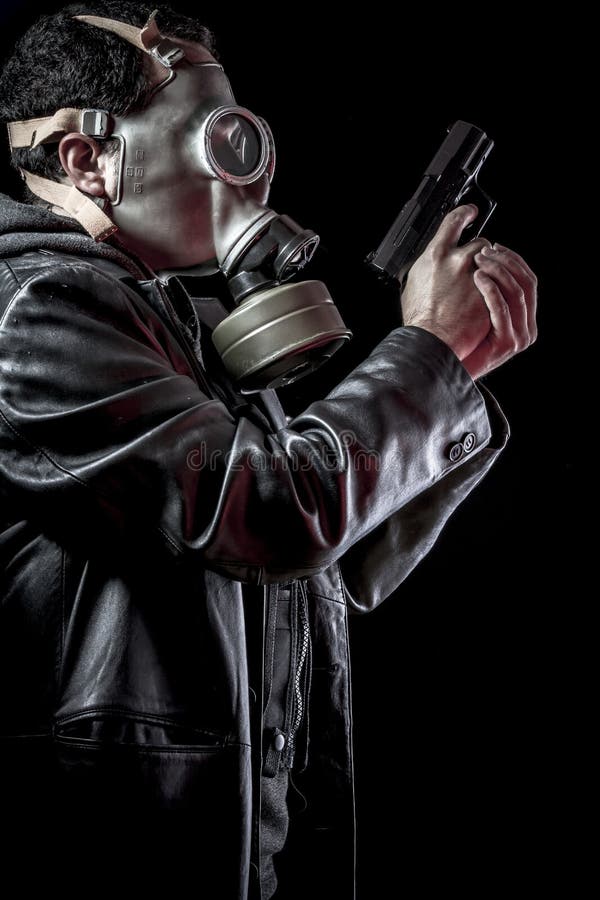 Thief, Armed Man with Black Leather Jacket, Dangerous Stock Photo ...